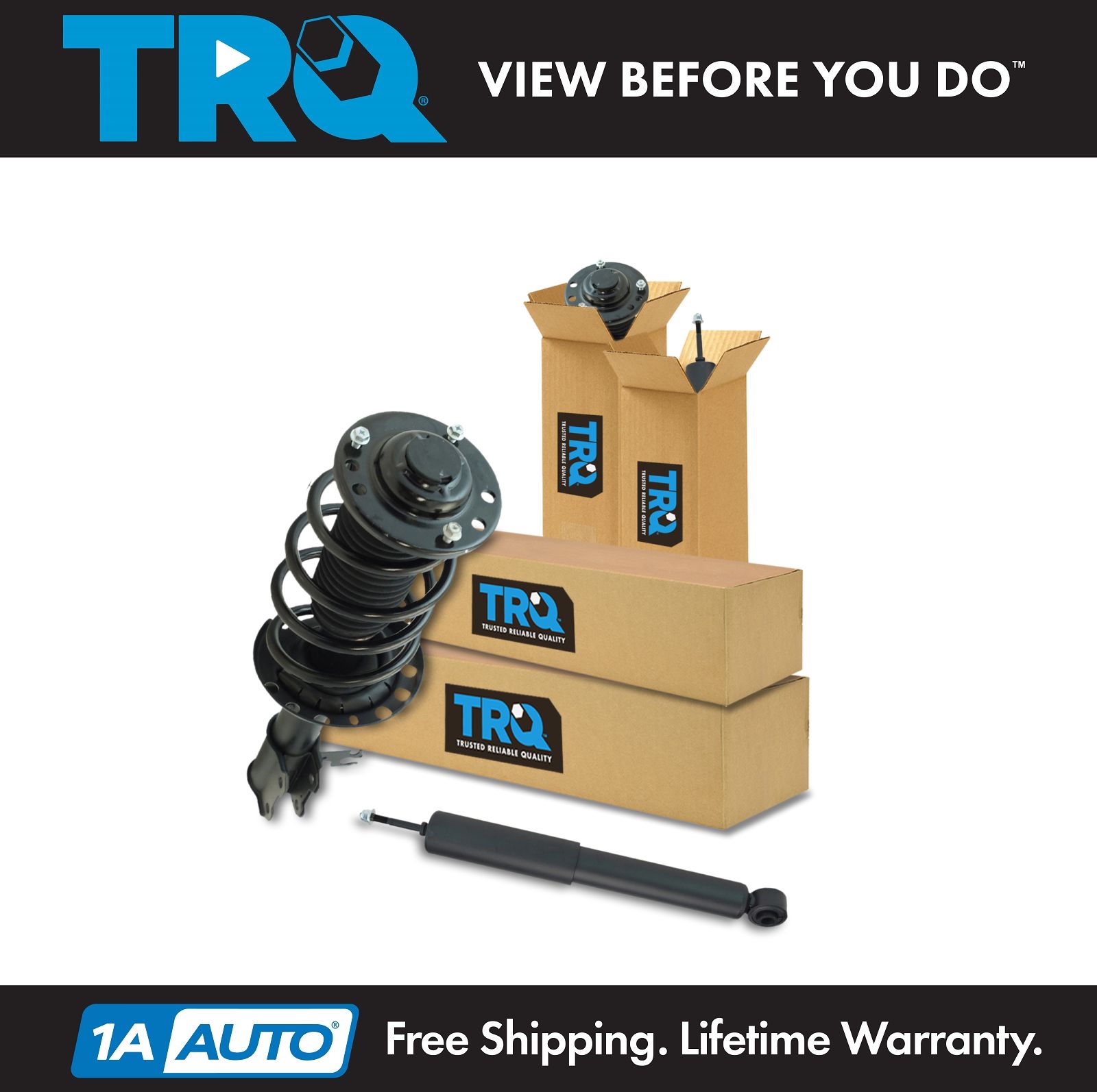 TRQ Front Rear Shock Complete Loaded Strut Spring Assembly Kit Set 4pc ...